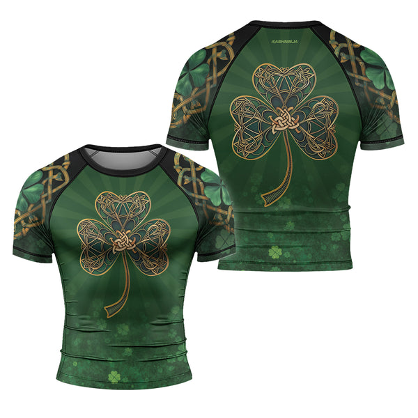 Rashninja Lucky Celtic Clover Men's Short Sleeve Rash Guard Patrick