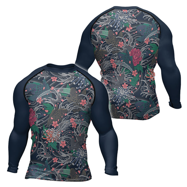 Rashninja Koi Blossom Waves Men's Long Sleeve Rash Guard | Rash Guard