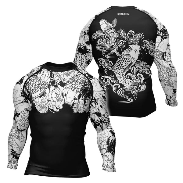 Rashninja Ranked Japanese Koi Fish Men's Long Sleeve Rash Guard (Last