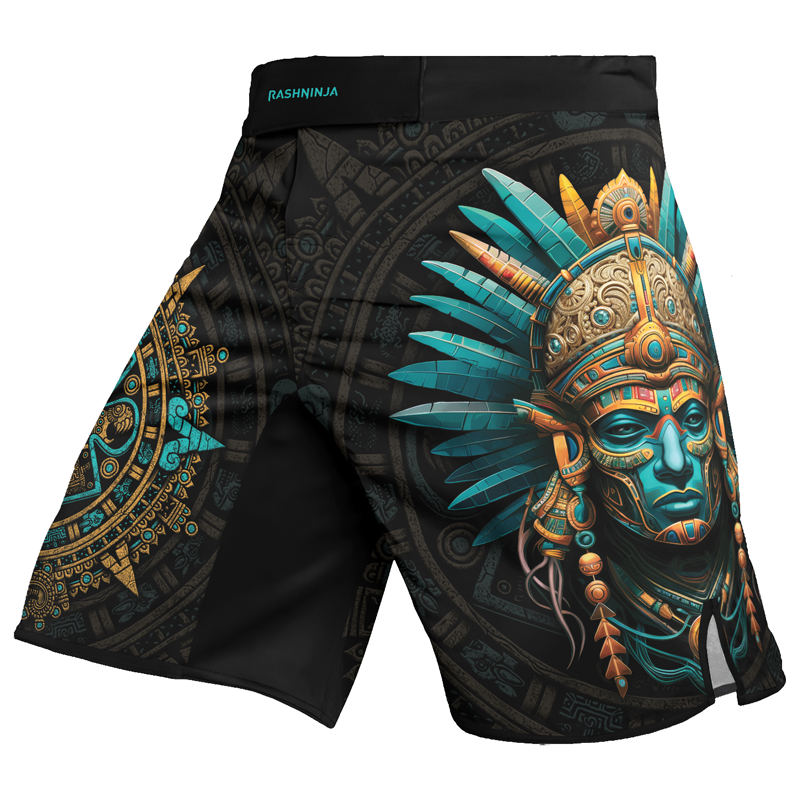 Rashninja Aztec Tribal Leader Men's Fight Shorts | Aztec MMA Shorts