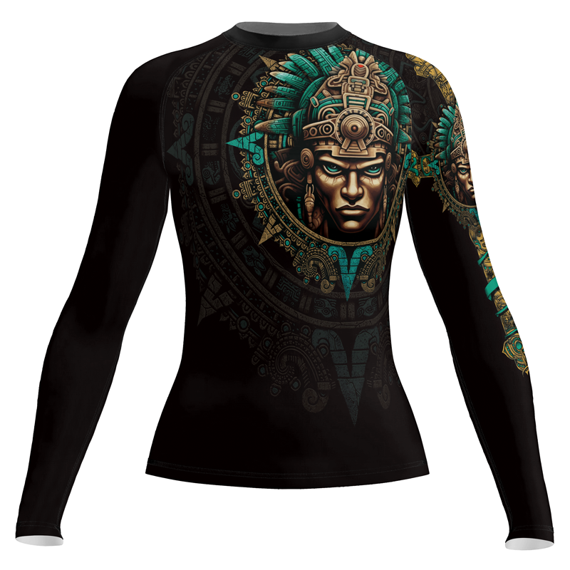 Rashninja Aztec Tribe Warrior Women's Long Sleeve Rash Guard | Aztec