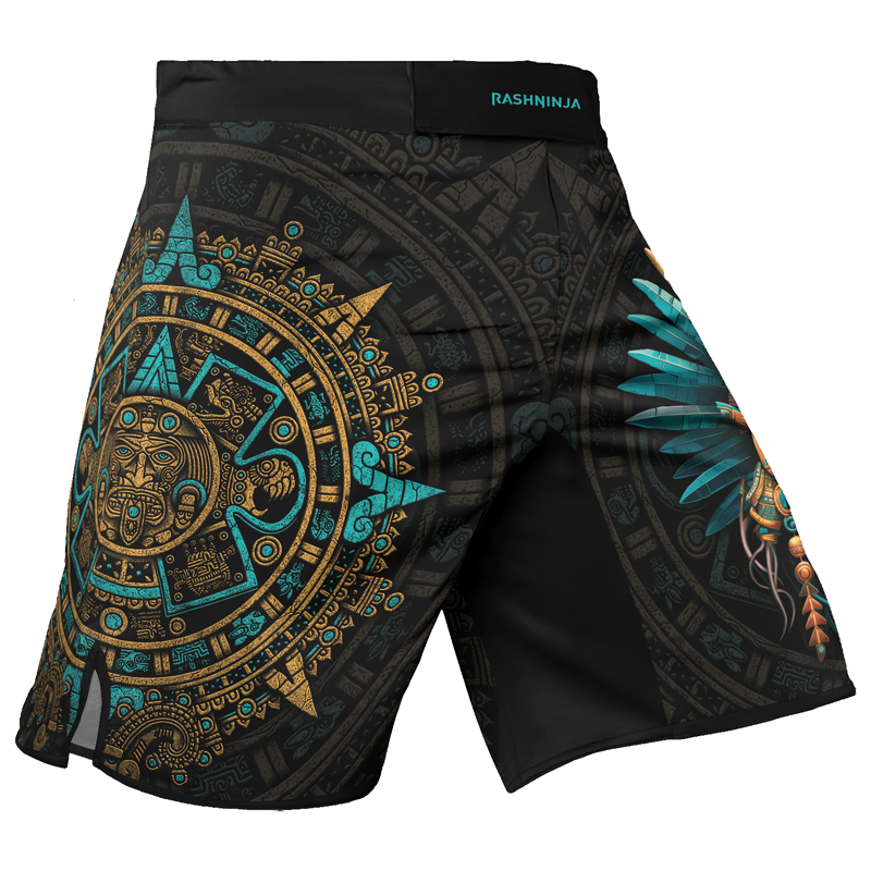 Rashninja Aztec Tribal Leader Men's Fight Shorts | Aztec MMA Shorts