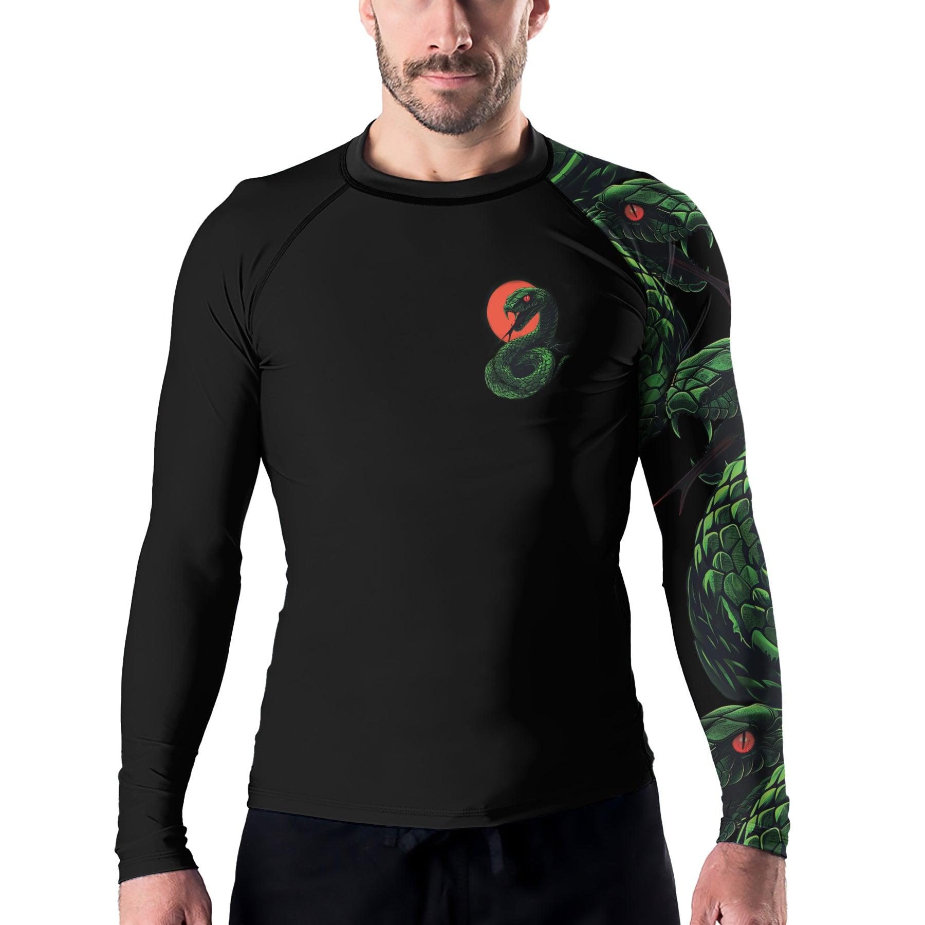 Rashninja Green Snake Men's Long Sleeve Rash Guard | Fightwear
