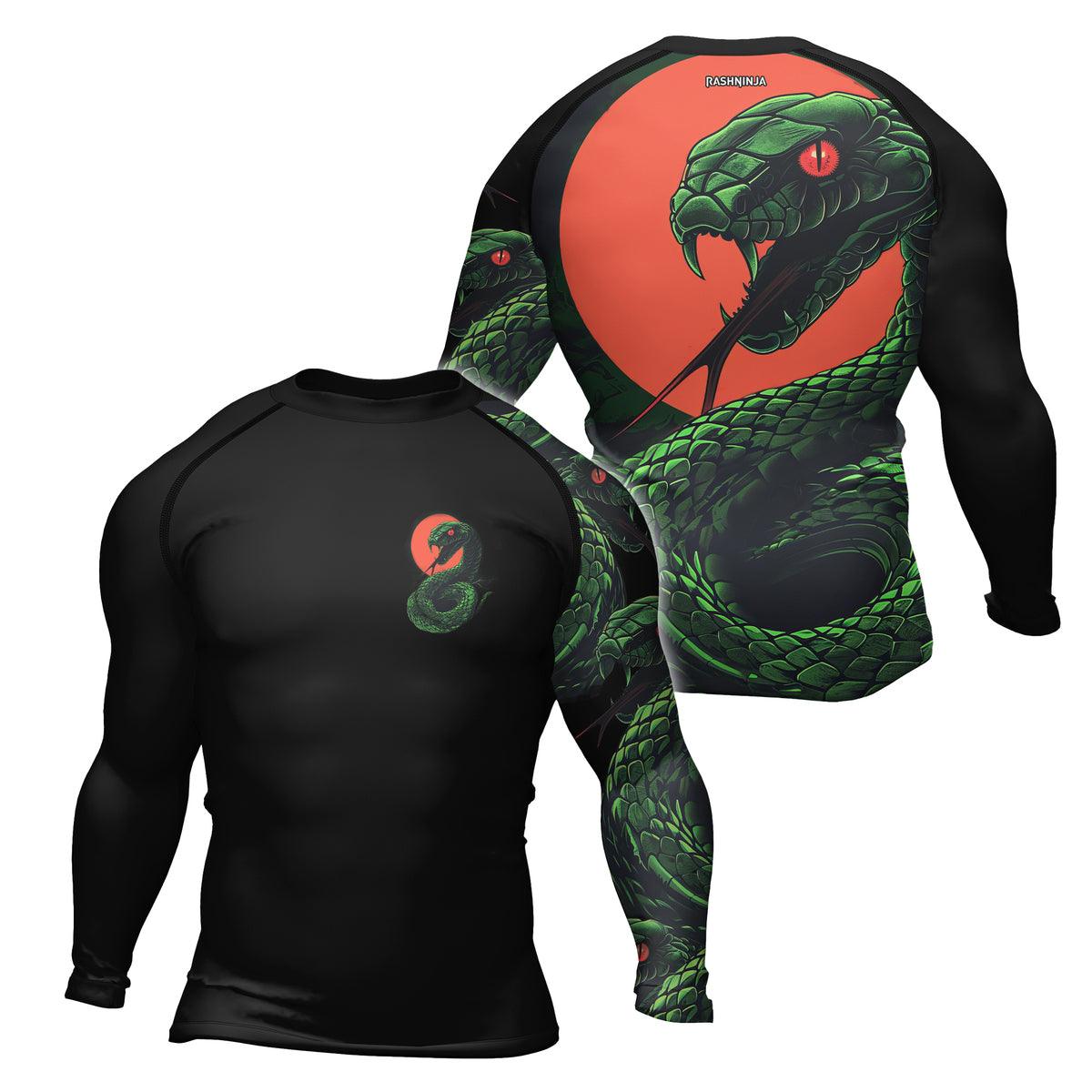 Rashninja Green Snake Men's Long Sleeve Rash Guard | Fightwear