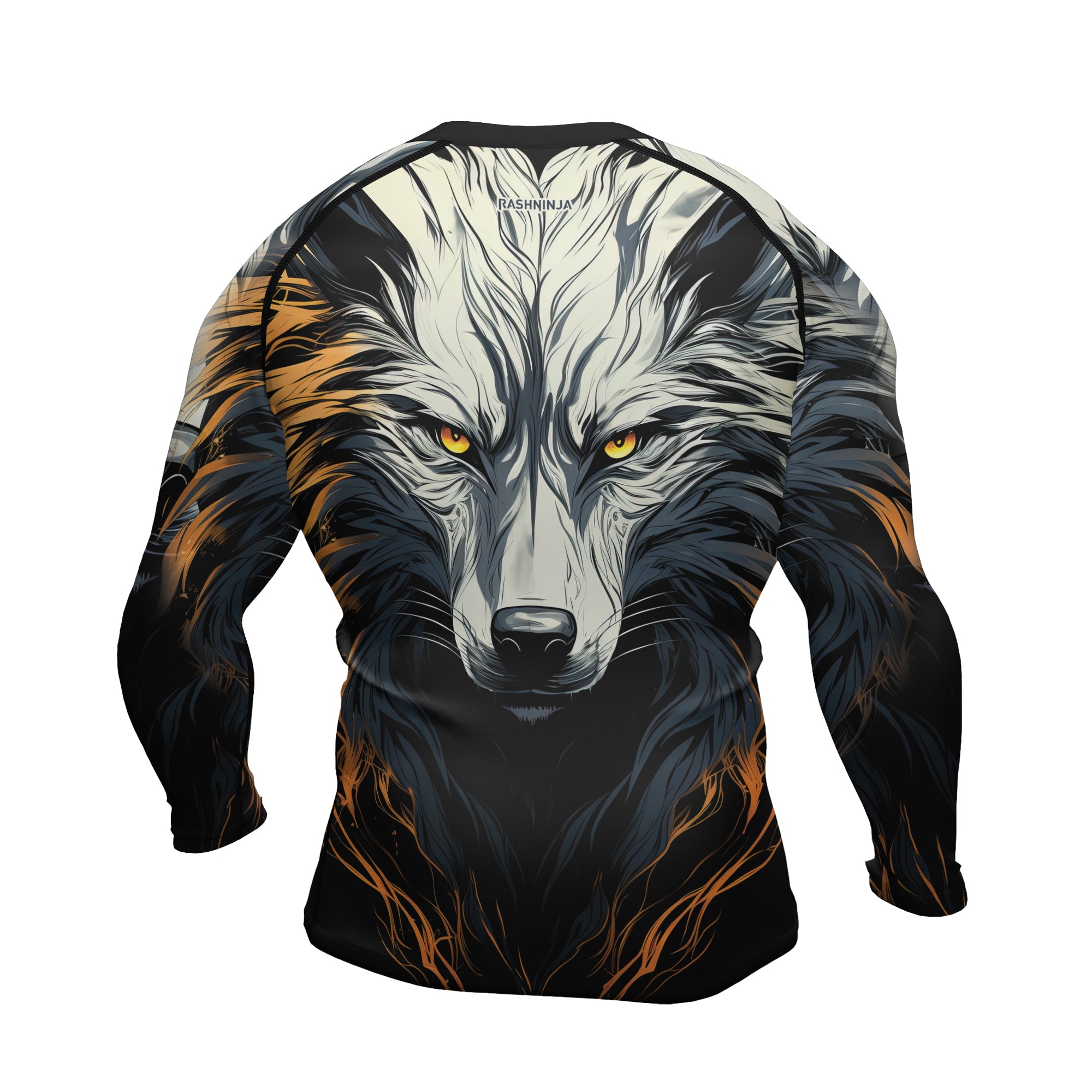 Rashninja White Alpha Wolf Men's Long Sleeve Rash Guard | Rash Guard