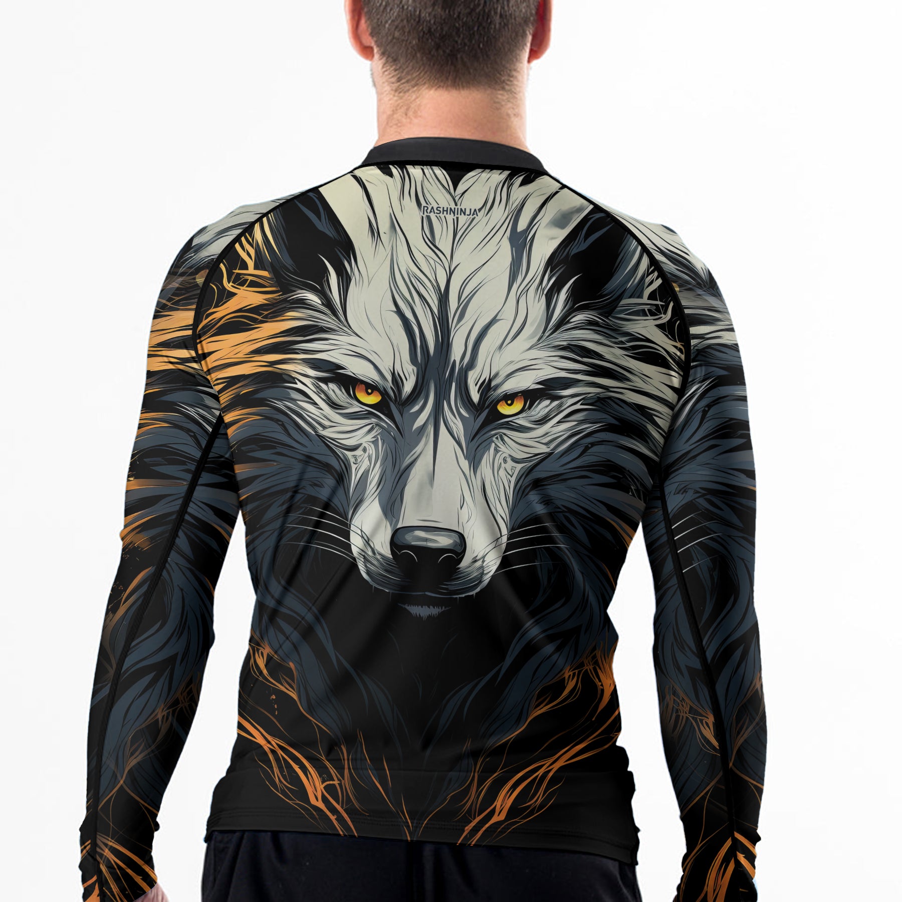 Rashninja White Alpha Wolf Men's Long Sleeve Rash Guard | Rash Guard