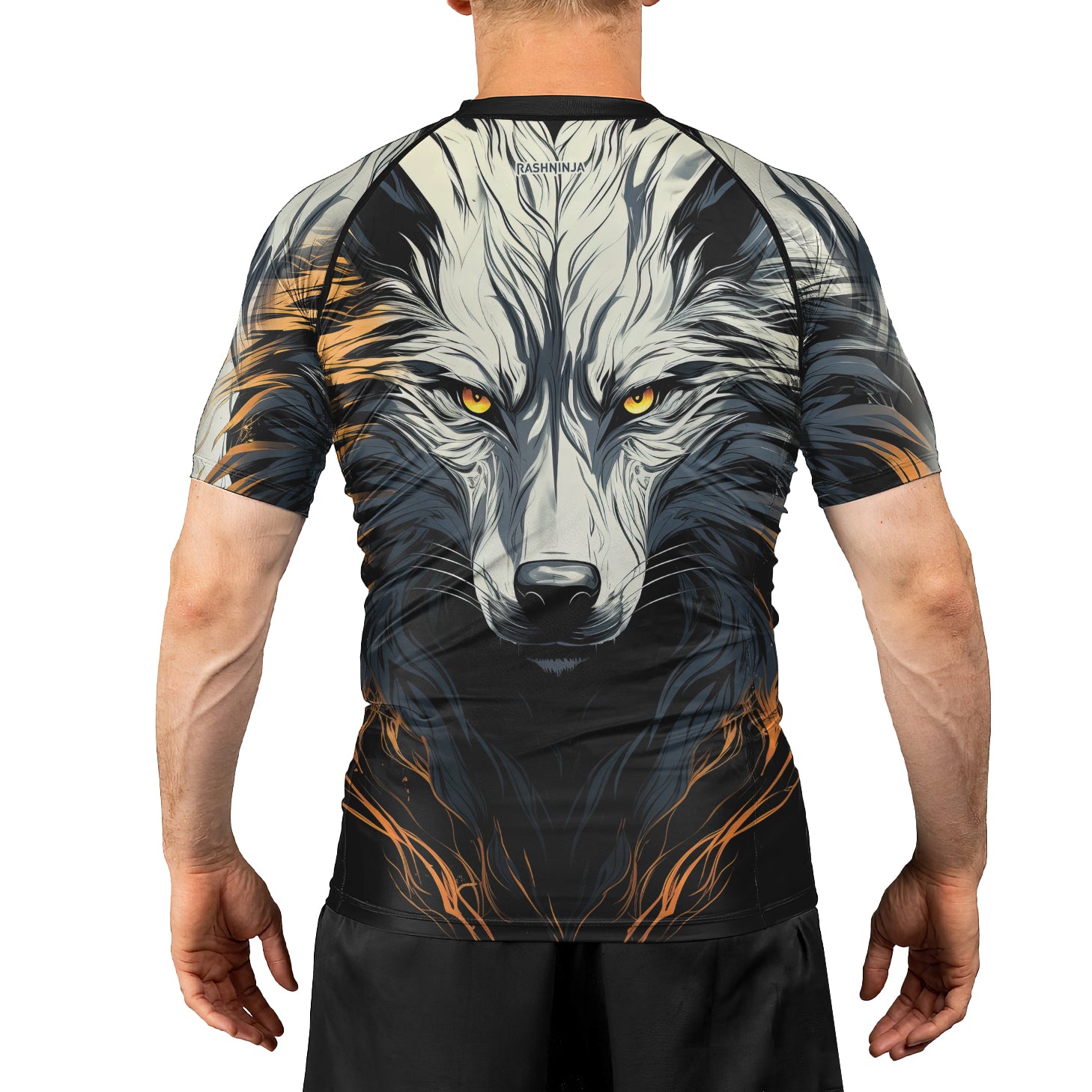 Rashninja White Alpha Wolf Men's Short Sleeve Rash Guard | Rash Guard