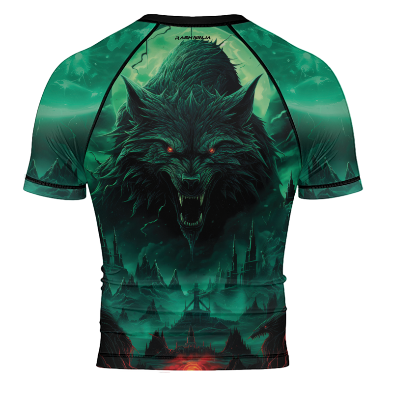 Rashninja Wild Snarling Wolf Men's Short Sleeve Rash Guard |Rash Guard