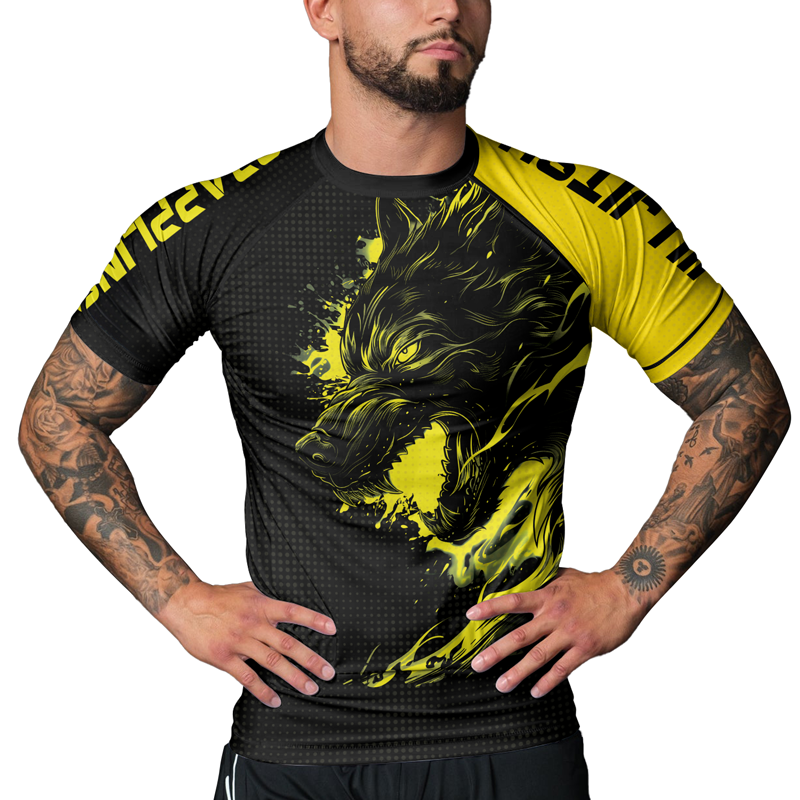 Rashninja Snarling Wolf Men's Short Sleeve Rash Guard | Rash Guard