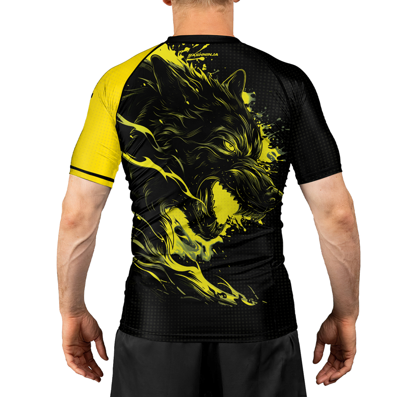 Rashninja Snarling Wolf Men's Short Sleeve Rash Guard | Rash Guard