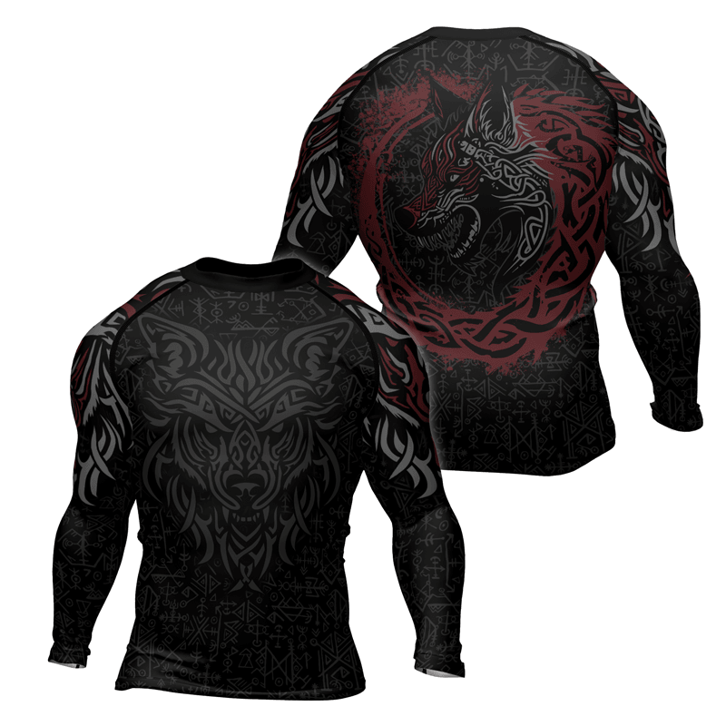 Rashninja Shadows Fenrir Wolf Men's Long Sleeve Rash Guard | Fightwear