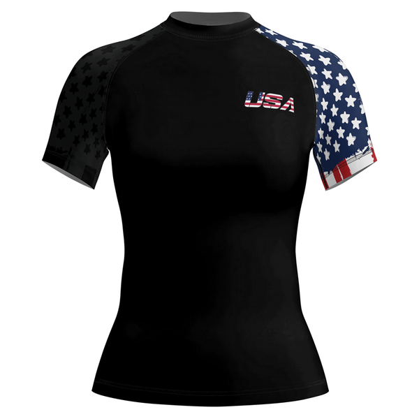 Rashninja American Flag Women's Short Sleeve Rash Guard | Rash Guard