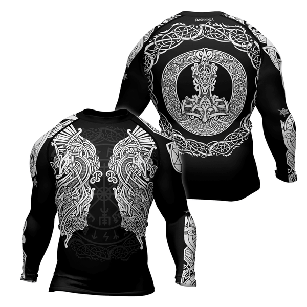 Rashninja Thor's Mighty Hammer Men's Long Sleeve Rash Guard |Fightwear