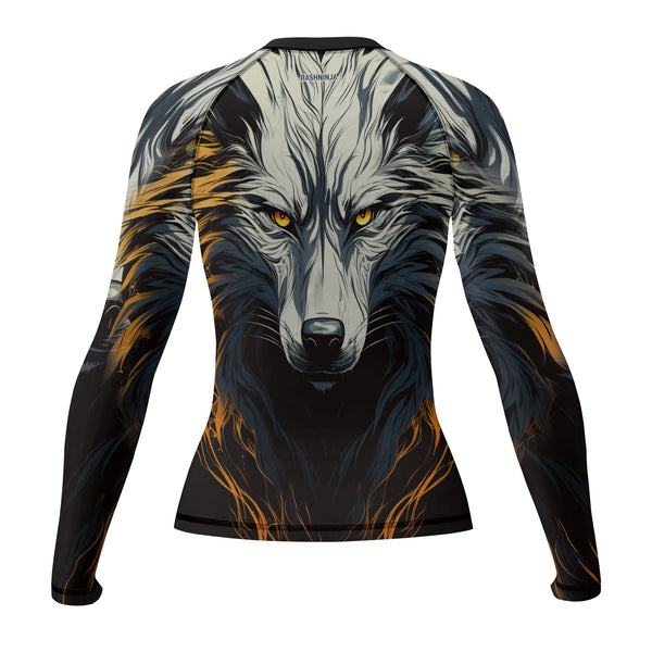 Rashninja White Alpha Wolf Women's Long Sleeve Rash Guard | Rash Guard