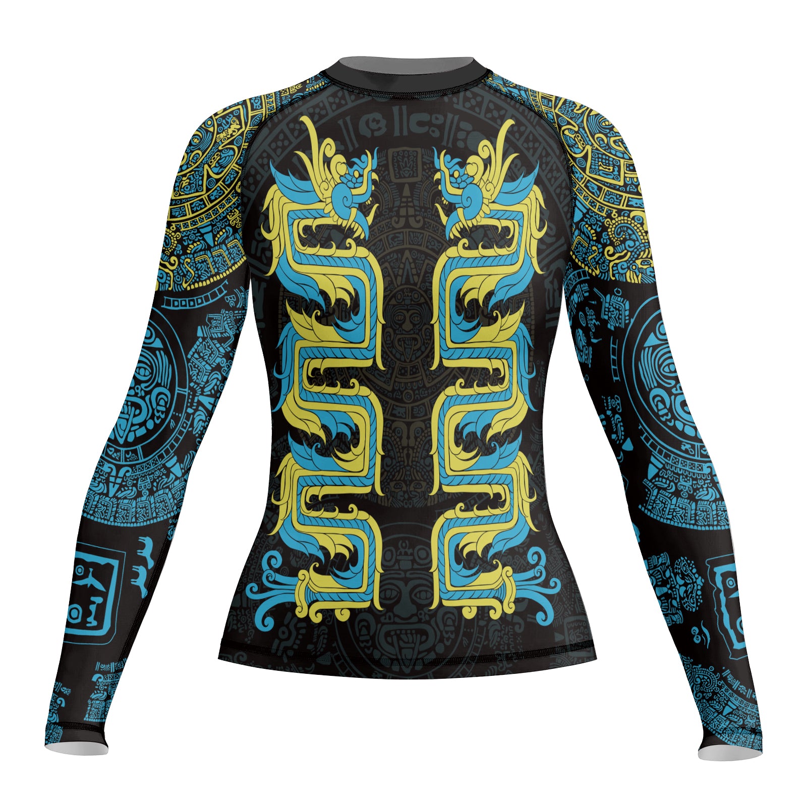 Rashninja Aztec Quetzalcoatl's Serpent Women's Long Sleeve Rash Guard
