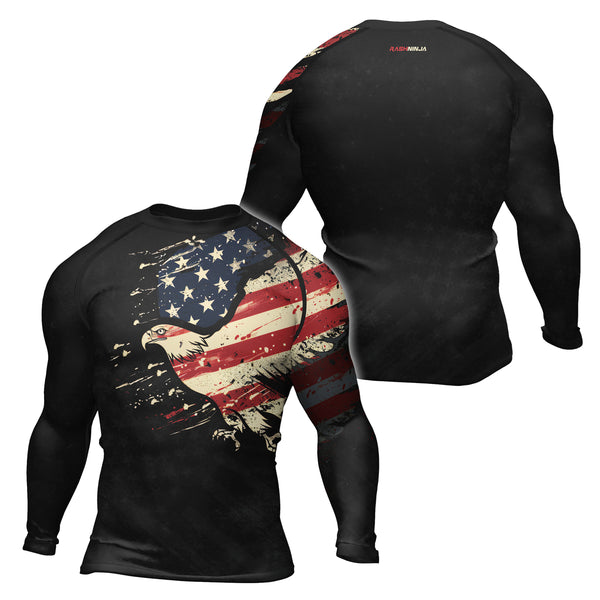 Rashninja Eagle American Flag Men's Long Sleeve Rash Guard | Fightwear