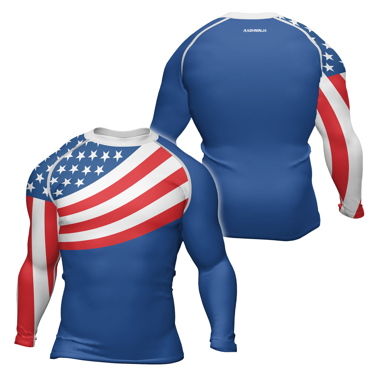 Rashninja USA Flag Patriotic Men's Long Sleeve Rash Guard | Fightwear