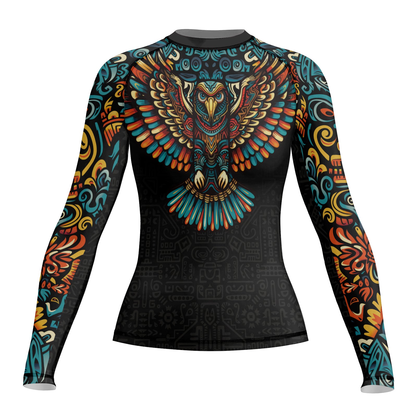 Rashninja Aztec Tribal Eagle Women's Long Sleeve Rash Guard | Aztec