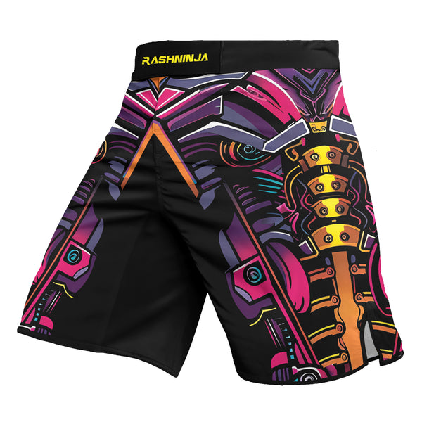 Rashninja Cyber Biomechanic Neon Spine Men's Fight Shorts
