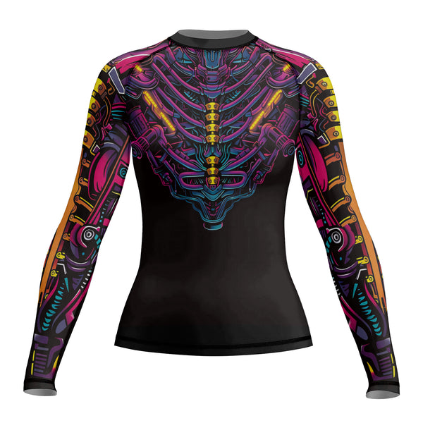 Rashninja Cyber Biomechanic Neon Spine Women's Long Sleeve Rash Guard