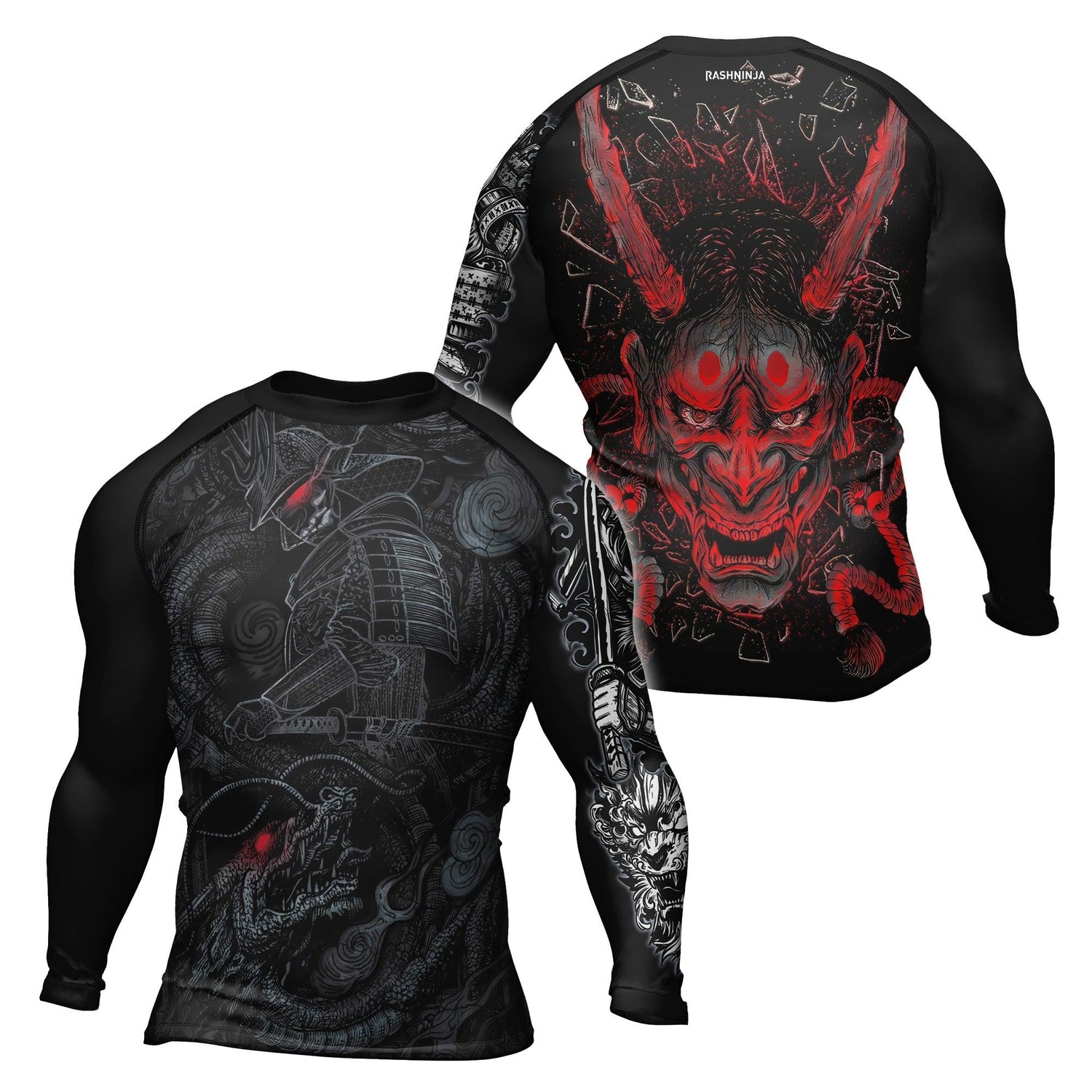 Rashninja Dragon Samurai Oni Men's Long Sleeve Rash Guard | Fightwear