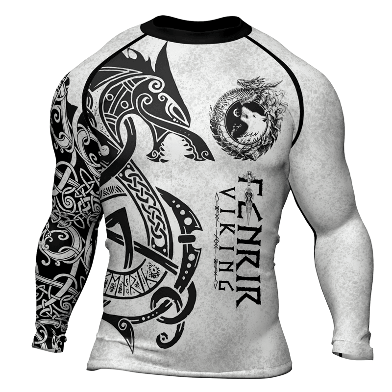 Rashninja Viking Wolf Symbol Men's Long Sleeve Rash Guard | Fightwear