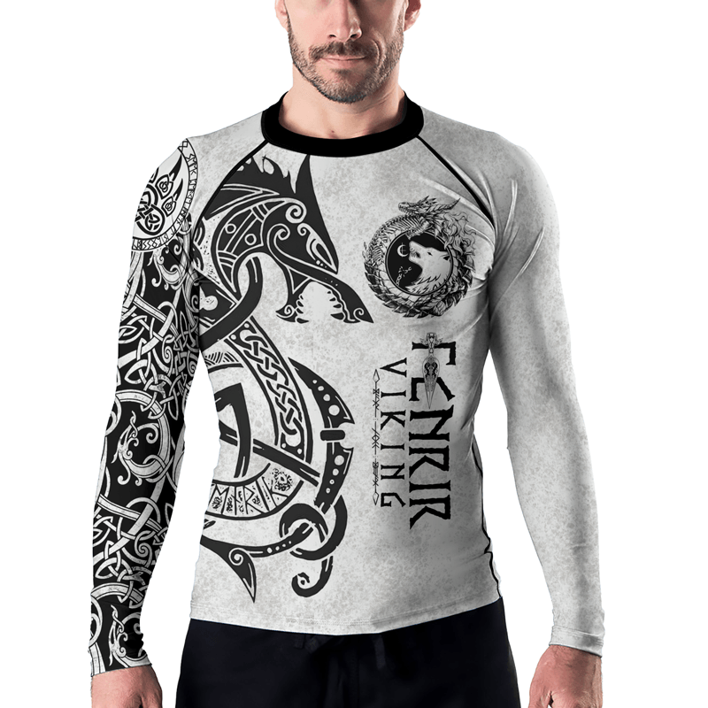 Rashninja Viking Wolf Symbol Men's Long Sleeve Rash Guard | Fightwear