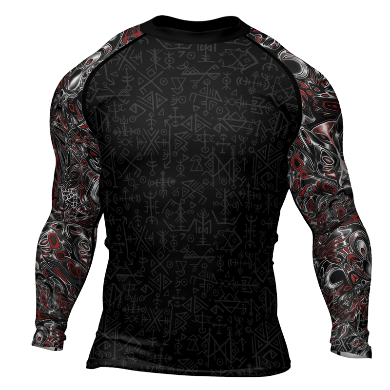 Rashninja Howling Wolf Men's Long Sleeve Rash Guard | Fightwear