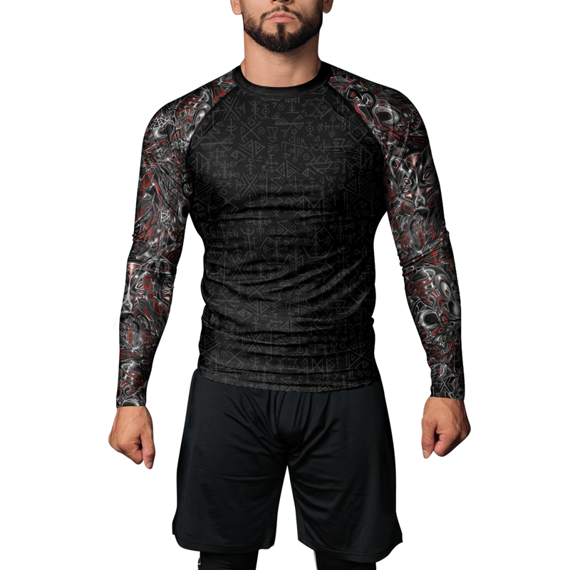 Rashninja Howling Wolf Men's Long Sleeve Rash Guard | Fightwear