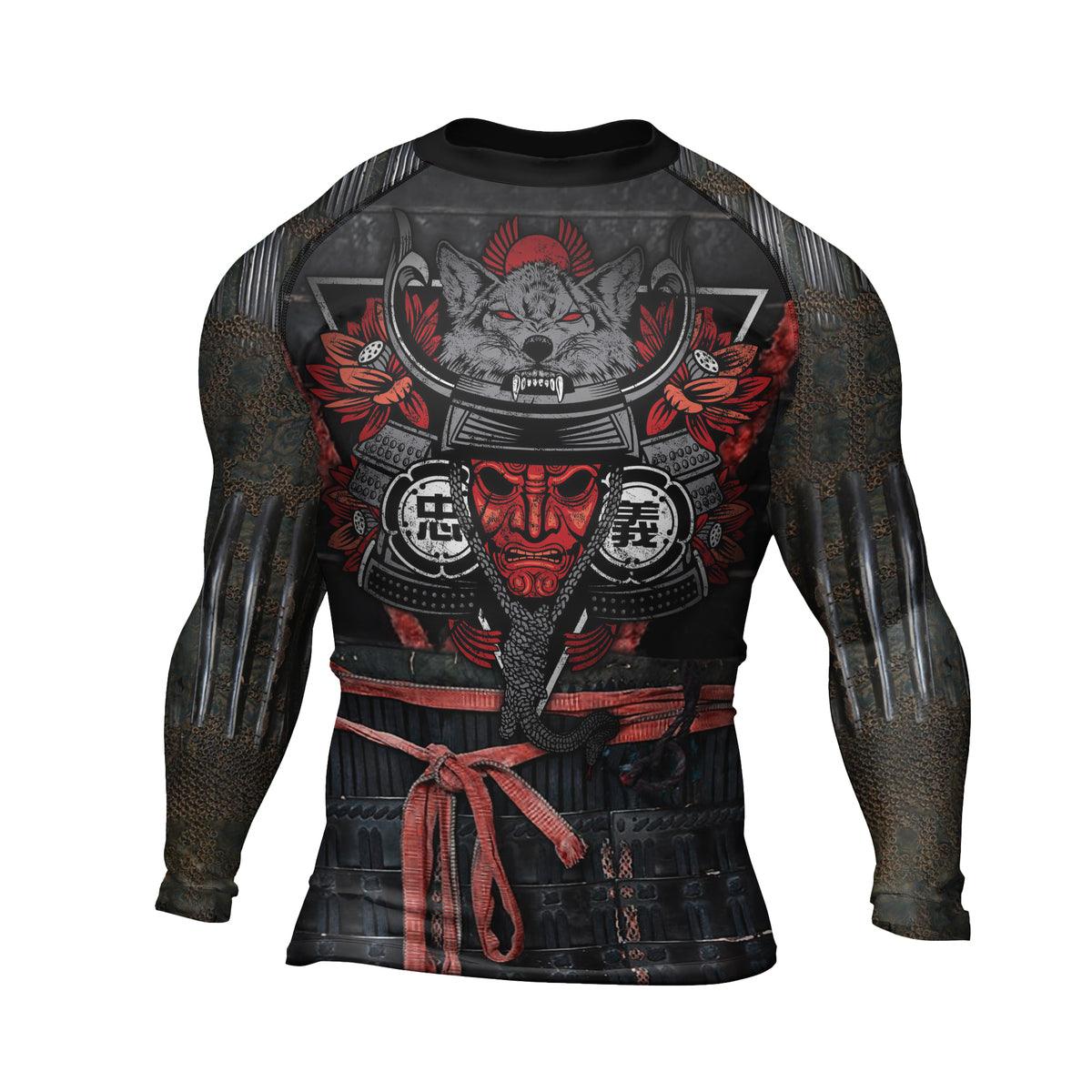 Rashninja Samurai Wolf Men's Long Sleeve Rash Guard | Fightwear