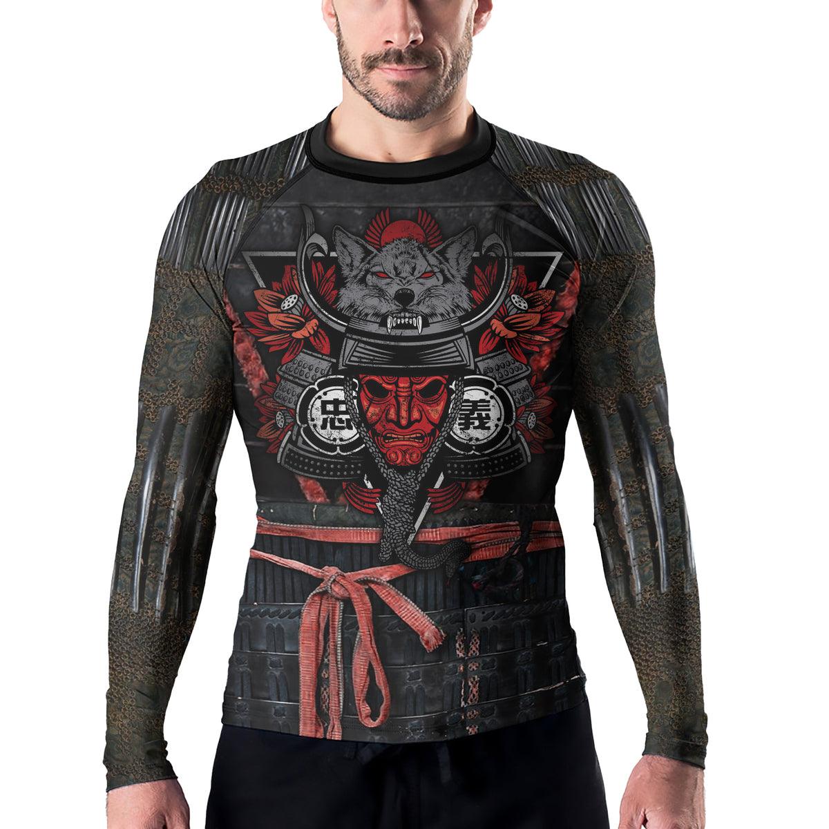 Rashninja Samurai Wolf Men's Long Sleeve Rash Guard | Fightwear
