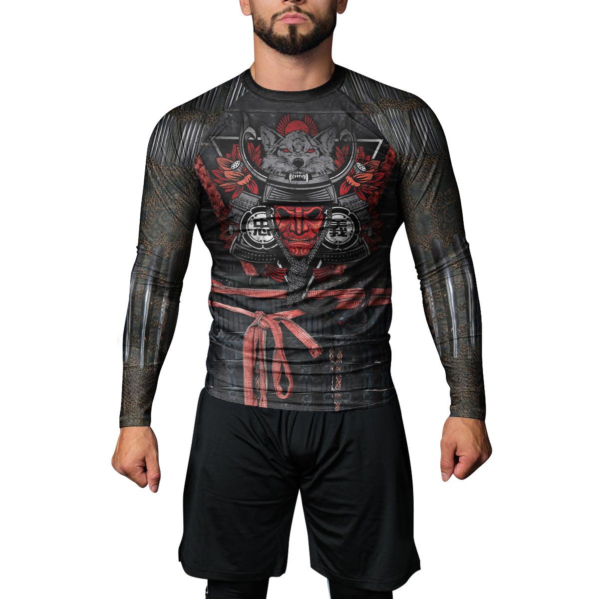 Rashninja Samurai Wolf Men's Long Sleeve Rash Guard | Fightwear