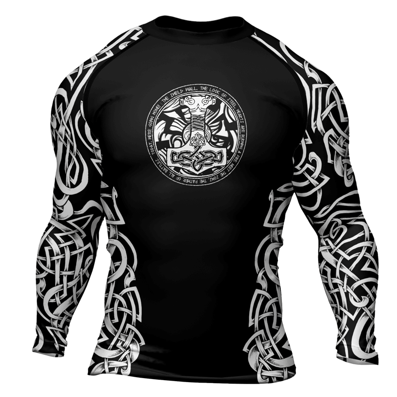 Rashninja Thor Hammer Mjolnir Men's Long Sleeve Rash Guard | Fightwear