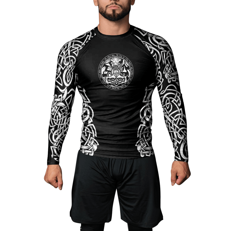 Rashninja Thor Hammer Mjolnir Men's Long Sleeve Rash Guard | Fightwear