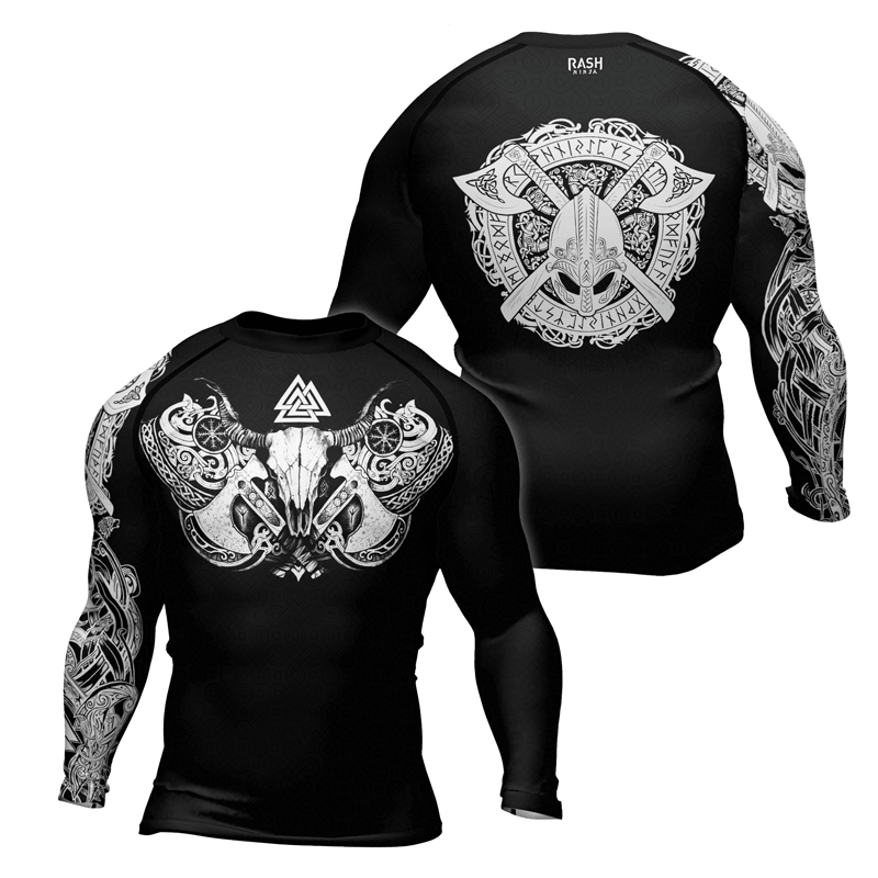 Rashninja Viking Valhalla Axe Men's Long Sleeve Rash Guard | Fightwear