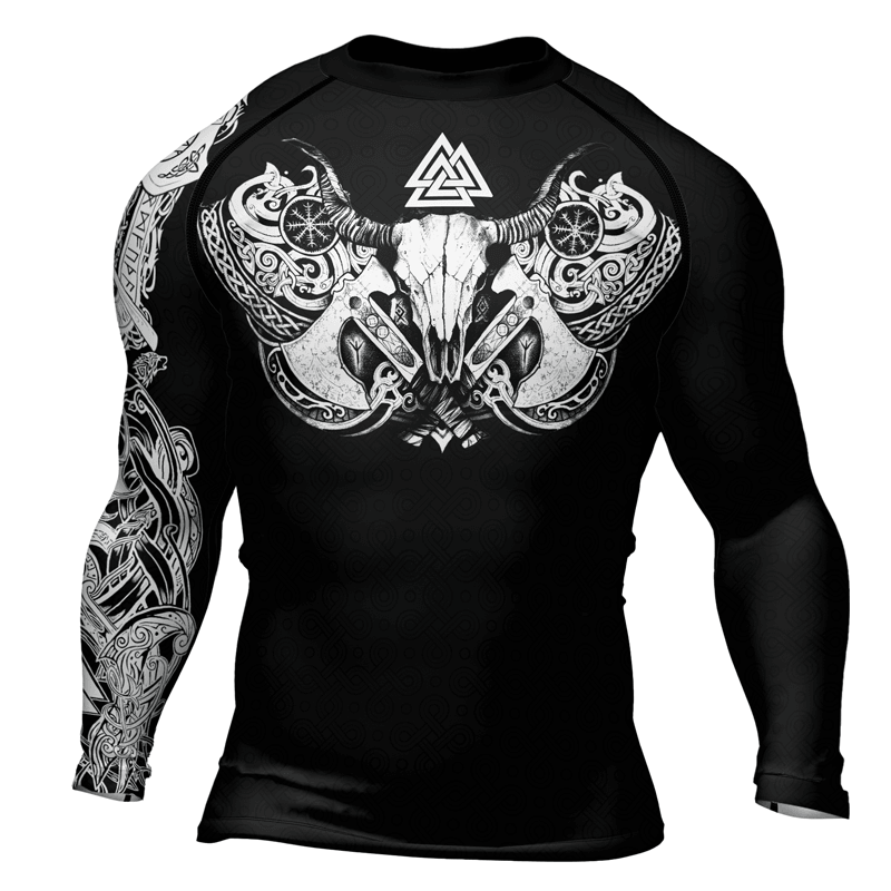 Rashninja Viking Valhalla Axe Men's Long Sleeve Rash Guard | Fightwear