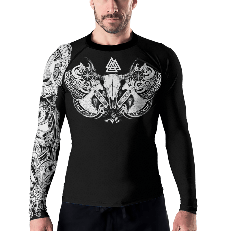 Rashninja Viking Valhalla Axe Men's Long Sleeve Rash Guard | Fightwear