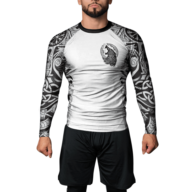 Rashninja Viking Wolf Fenrir Men's Long Sleeve Rash Guard | Fightwear