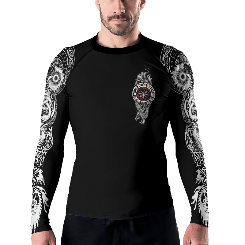 Rashninja Viking Wolf Symbol Men's Long Sleeve Rash Guard | Fightwear